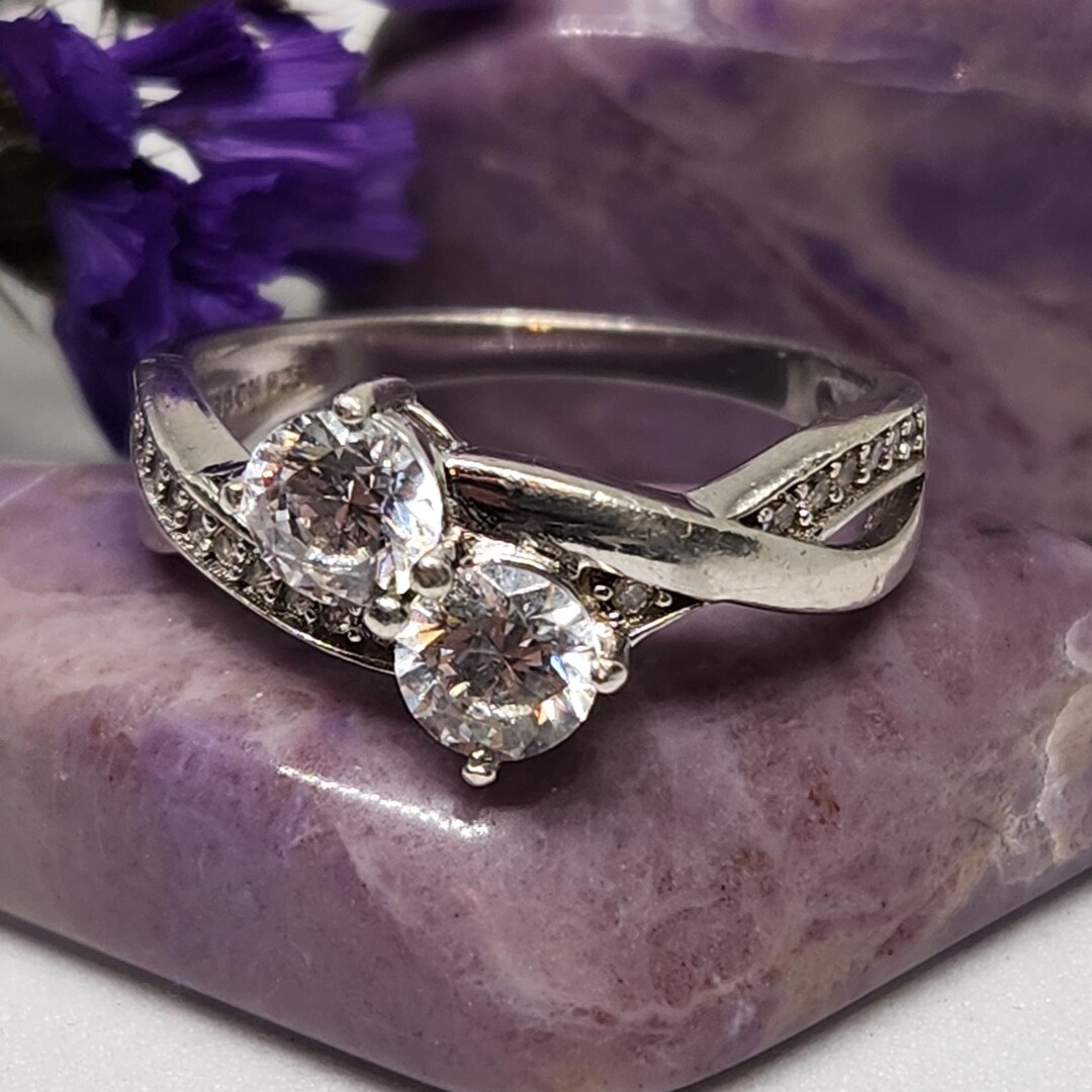 Sterling Silver Intertwined White Crystal Ring, Engagement Ring ...