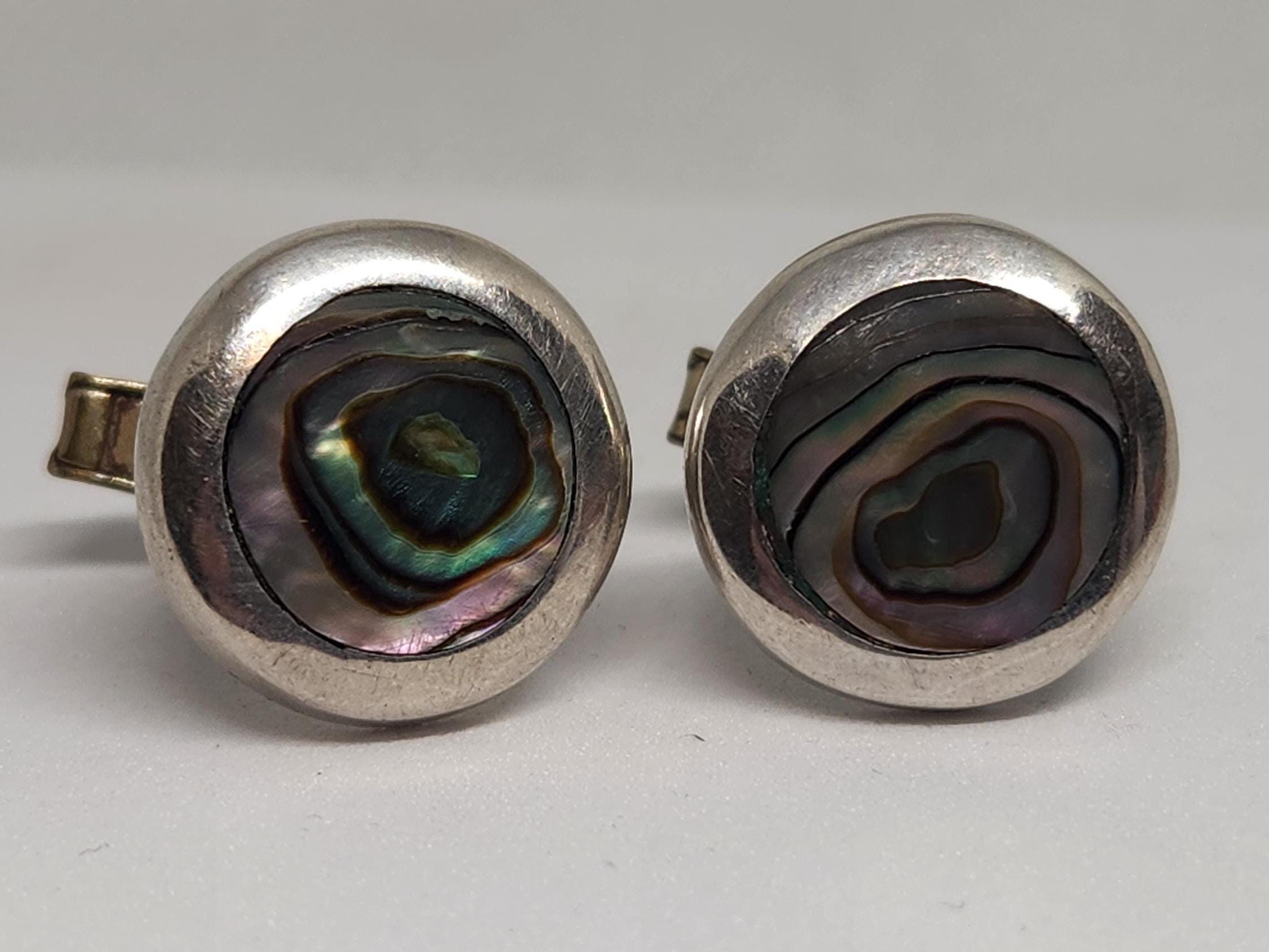 Vintage Mexican Sterling Silver Abalone Cufflinks - Etsy