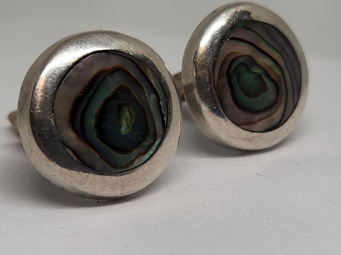 Vintage Mexican Sterling Silver Abalone Cufflinks - Etsy