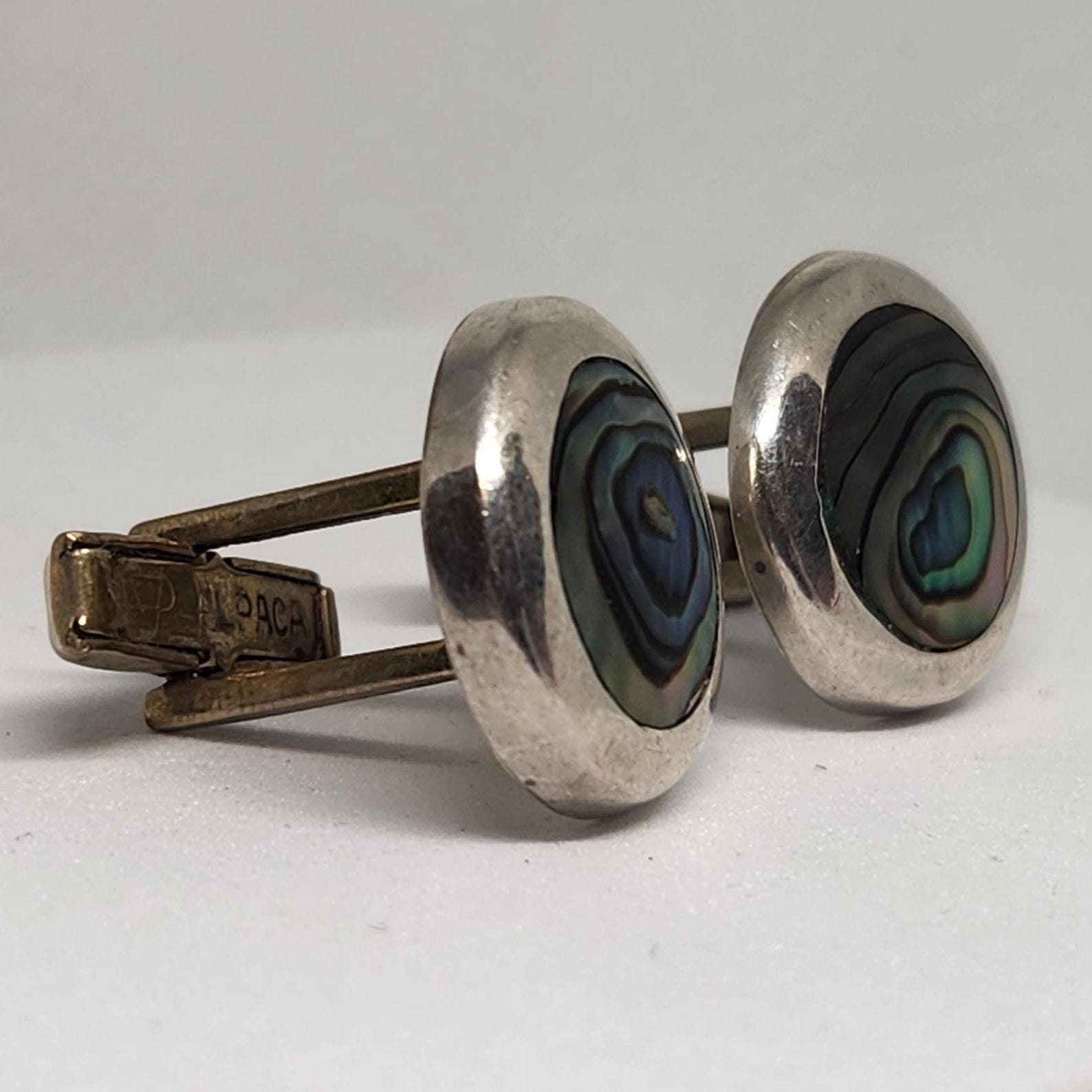 Vintage Mexican Sterling Silver Abalone Cufflinks - Etsy