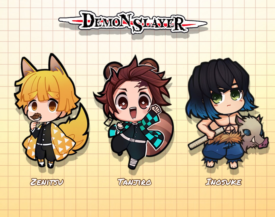 Sticker Pack Kimetsu No Yaiba Demon Slayer Tanjiro Inosuke Zenitsu ...