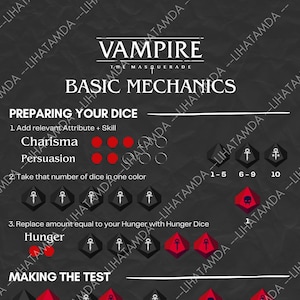Vampire the Masquerade V5 Edition Basic Dice Mechanics Infographic Poster Guide PDF PNG - Etsy