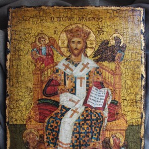 Jesus Christ, the Great High Priest Icon, Handcrafted on Crackled ...