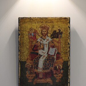 Jesus Christ, the Great High Priest Icon, Handcrafted on Crackled ...