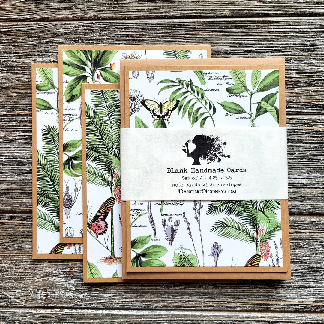 Botanical Note Cards With Envelopes . Set of 4 . Butterfly - Etsy