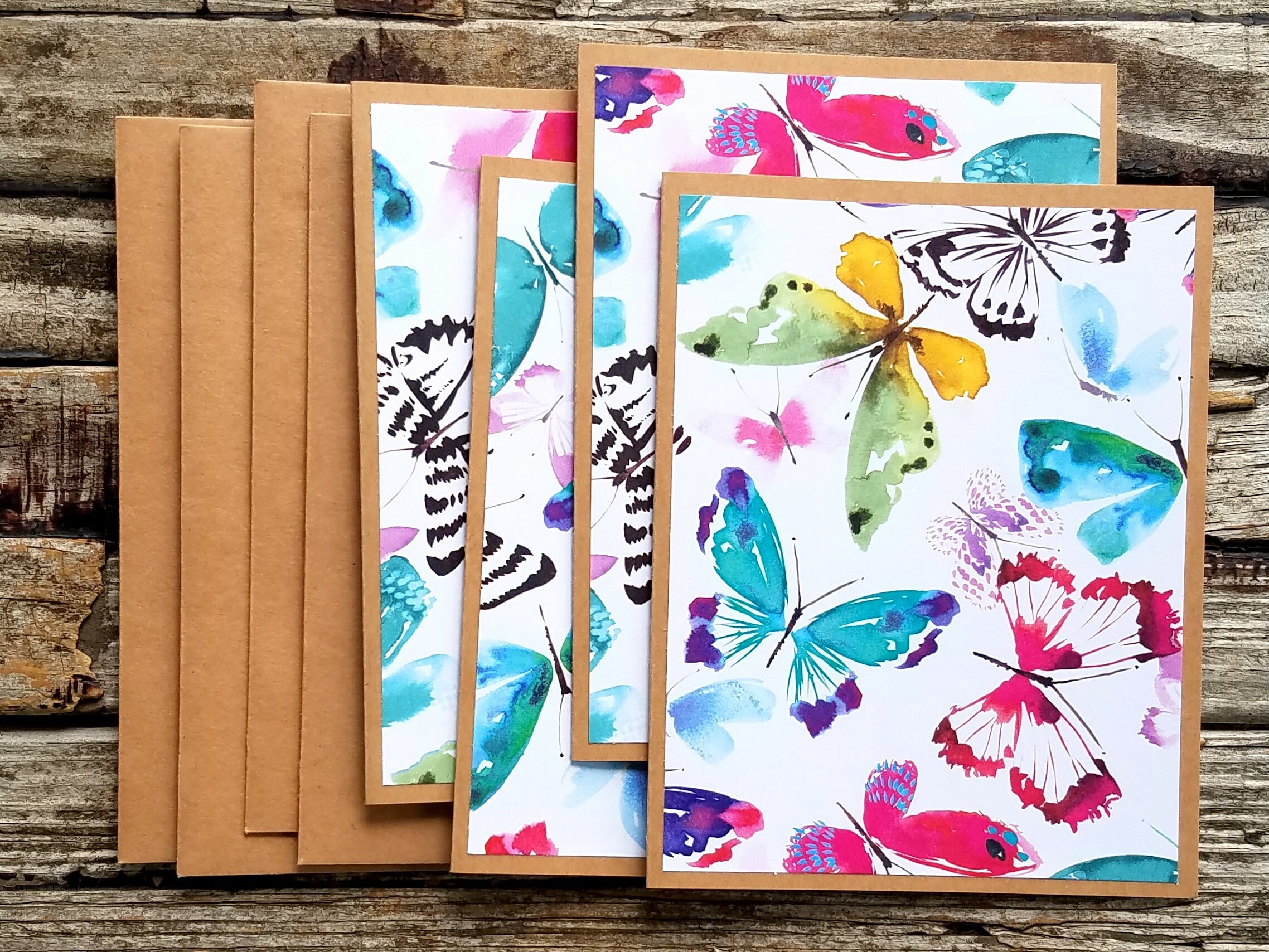 Butterfly Note Cards with Envelopes . Set of 4 . Spring Summer | Etsy