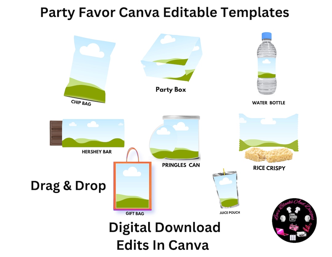 Party Favors Bundle, Editable in Canva, Add Your Photo and Text, PDF ...