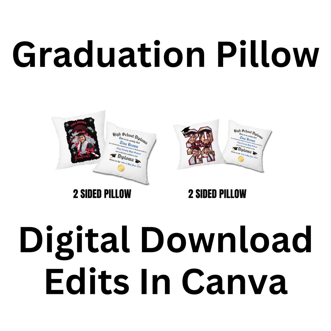 Graduation Pillow Editable Back and Front Design, 2-sided Graduation ...