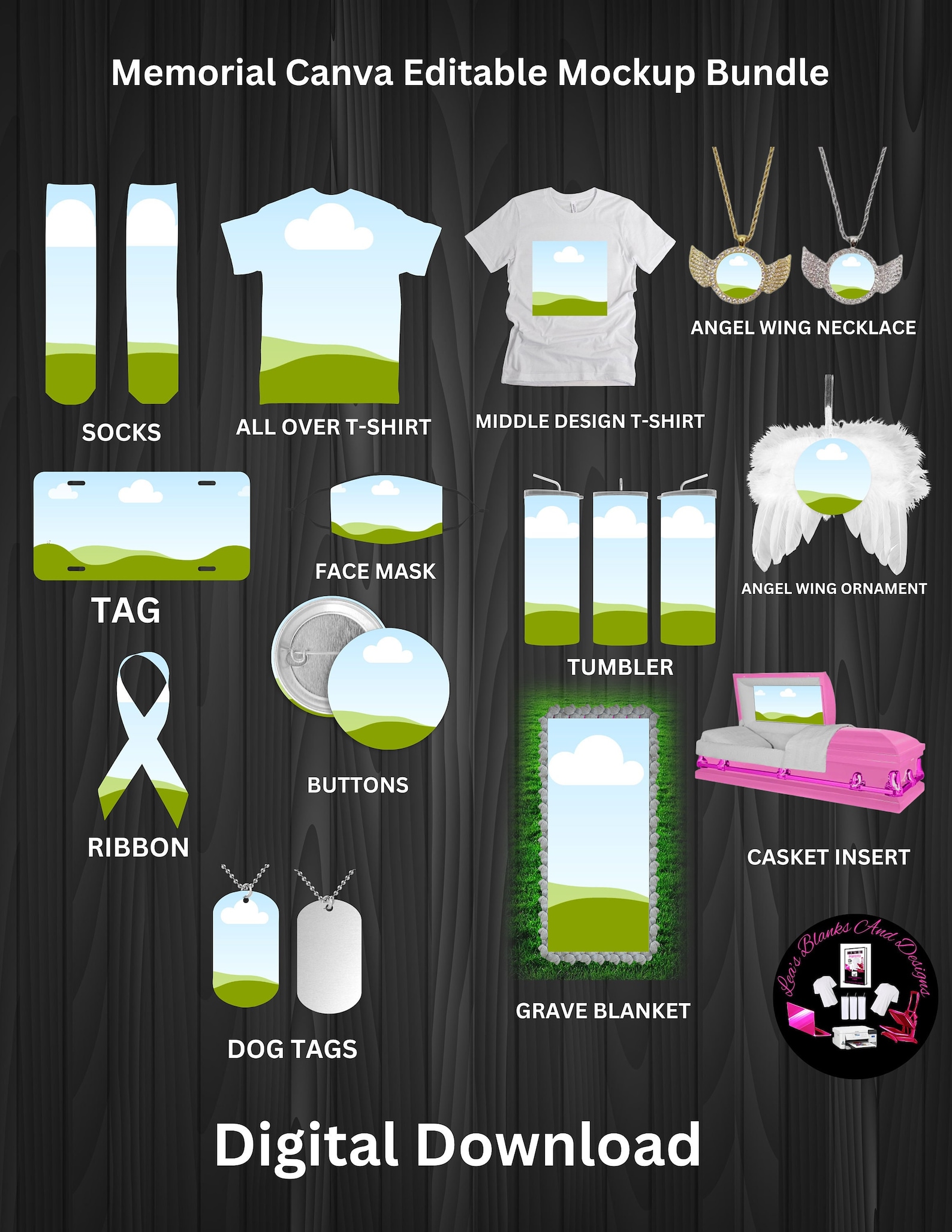 Memorial Bundle Canva Editable Mockups, Drag and Drop Mockup, Pdf ...