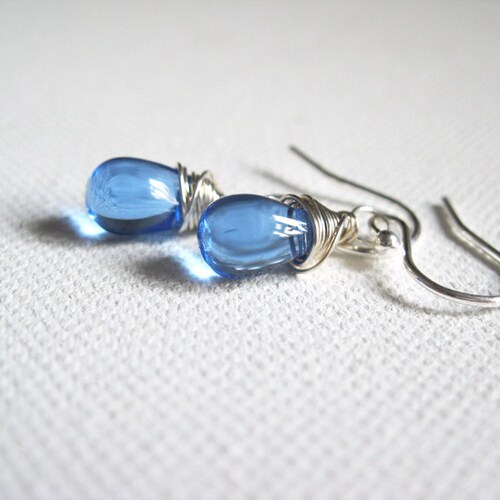 Dainty Blue Sterling Silver Earrings Last Few Pairs | Etsy