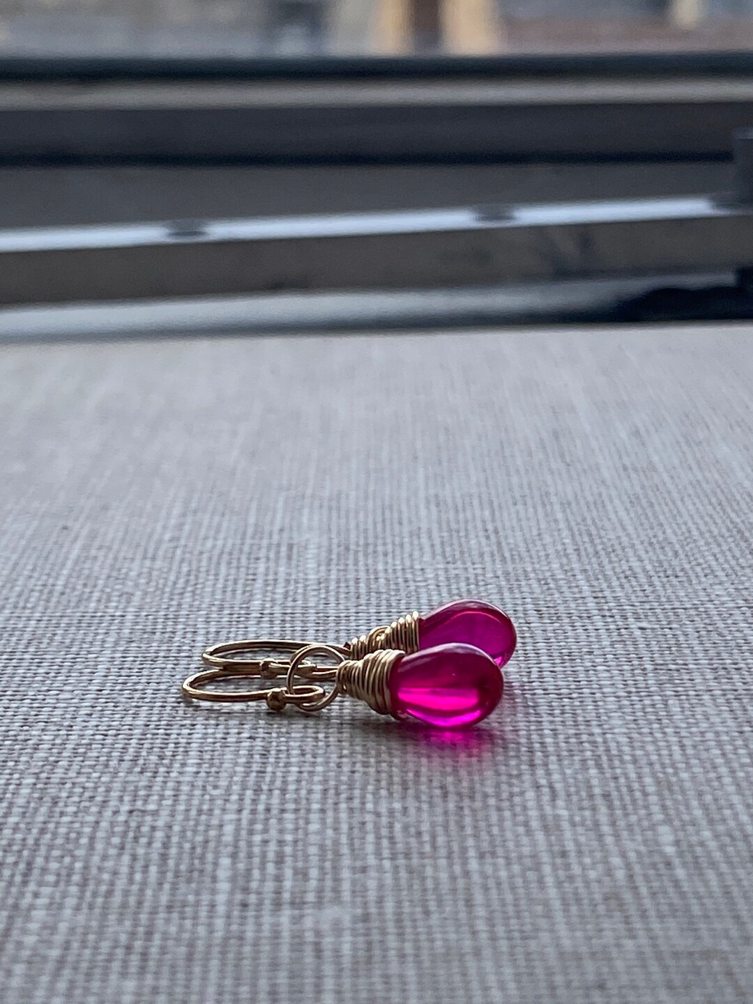 Hot Pink Drop 14k Goldfilled Earrings - Etsy