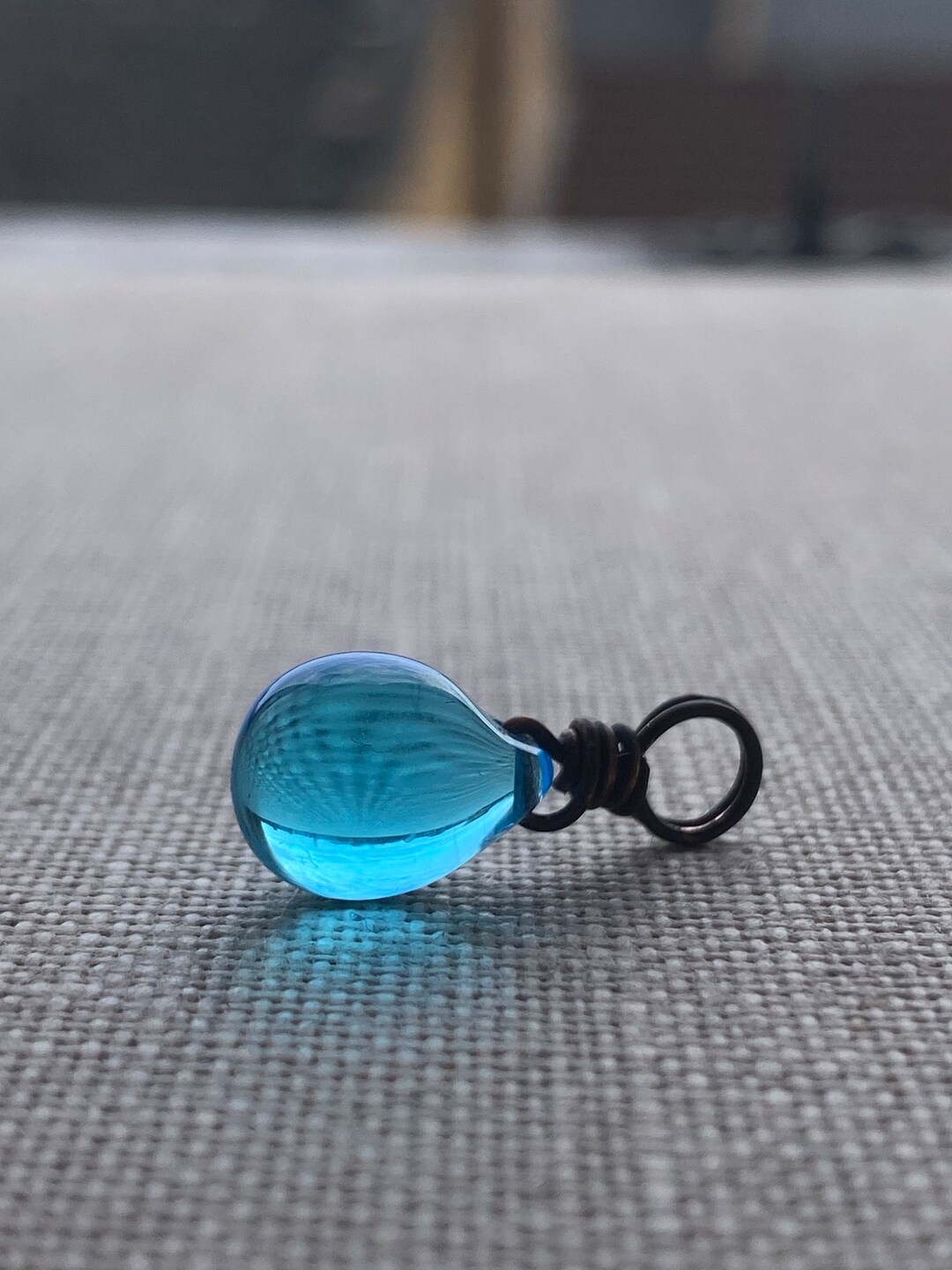 Aqua Blue Teardrop Oxidised Copper Pendant - Etsy