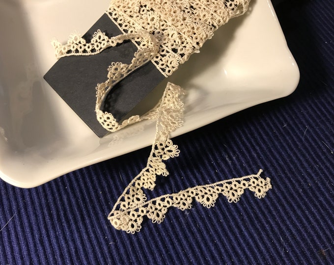 Handmade Vintage Tatted Lace, 96” Long X 3/8” Wide. Very Delicate but ...