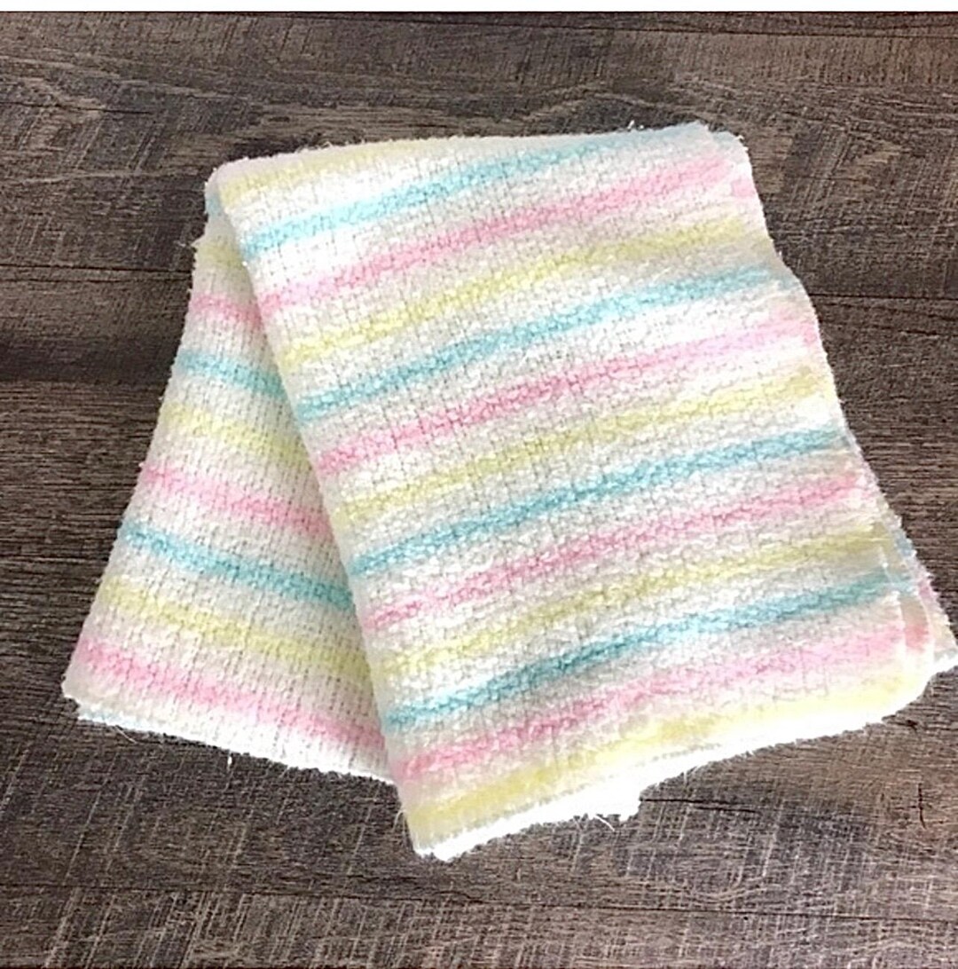 Vintage Thermal Pastel Stripe Acrylic Baby Blanket Lovey 26X 39 Beacon ...