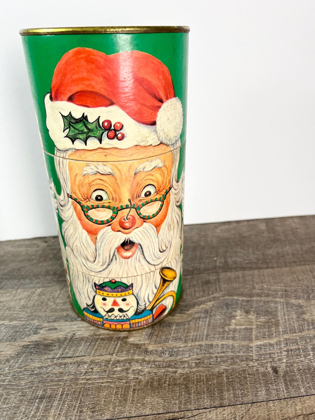 Vintage 1995 Market Square Santa Claus Christmas Twistabout Cookie Tin ...