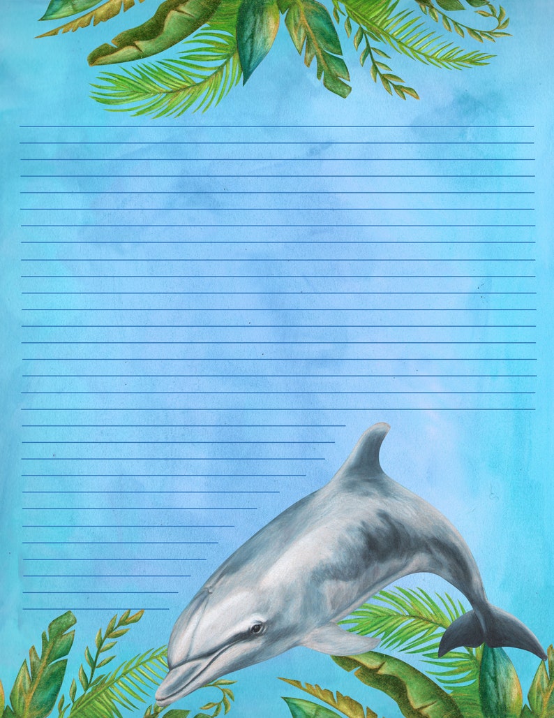 Swimming Dolphin Stationery Digital Set by Artist Sherrie Spencer - Etsy