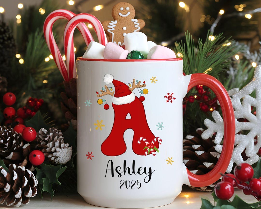 Personalized Christmas Mug, Custom Initial Name Mug, Christmas Gifts ...
