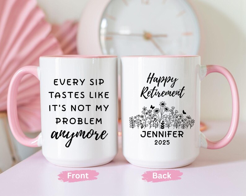Personalized Retirement Mug for Women, Happy Retirement Coffee Cup ...