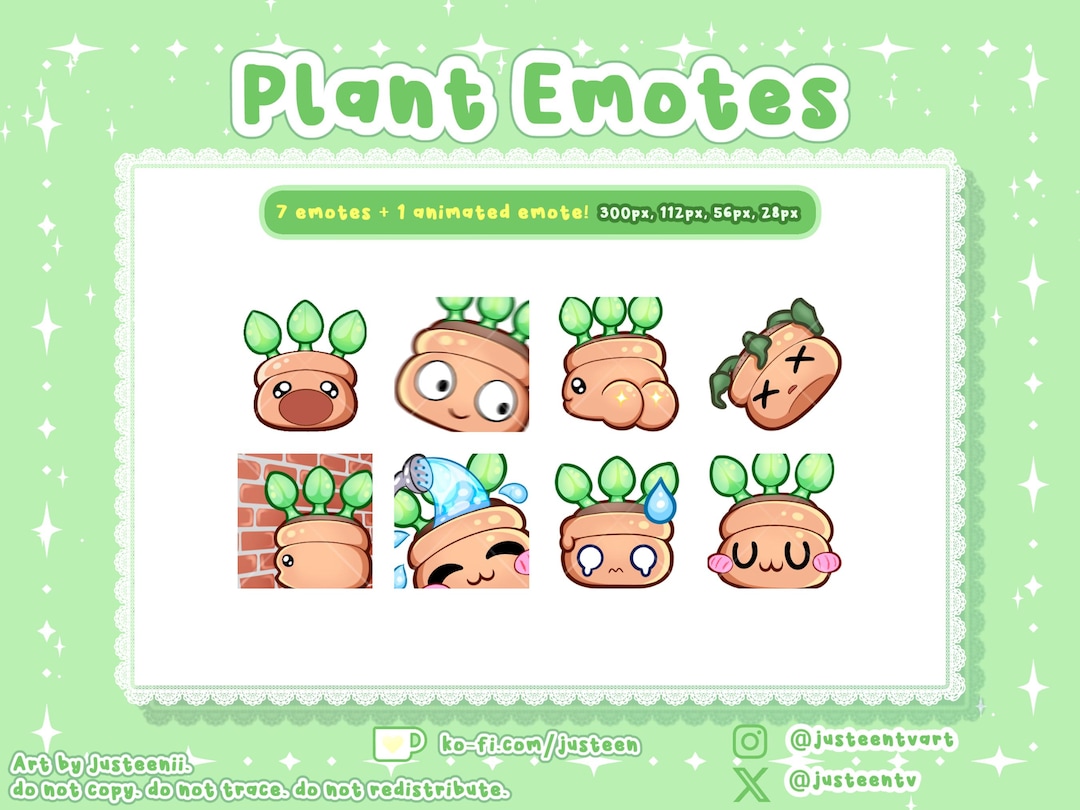 Silly Plant Twitch Emotes Pack Instant Download Discord Emotes Kawaii ...