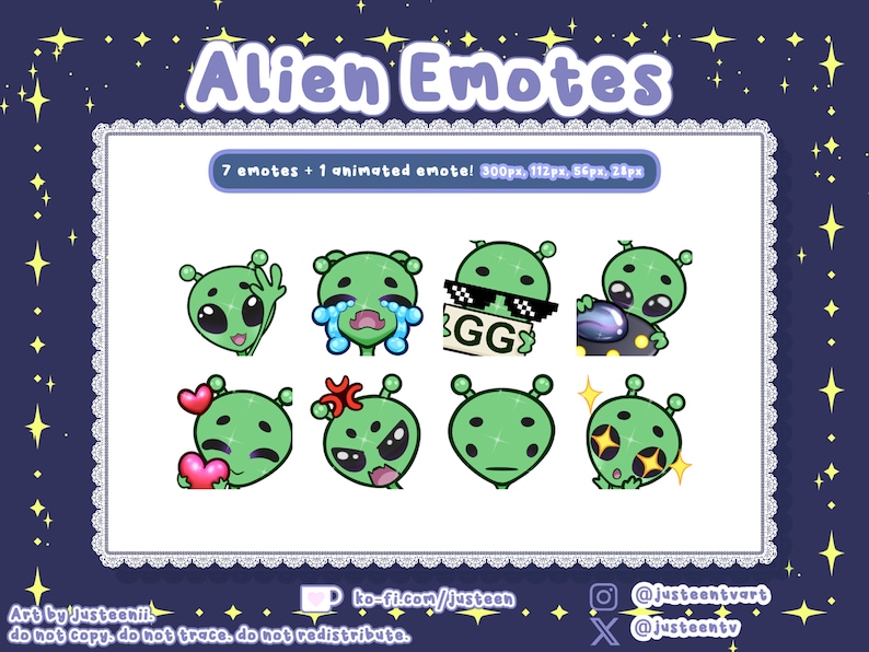 Cute Alien Twitch Emote Pack Instant Download Discord Emotes Ready to ...