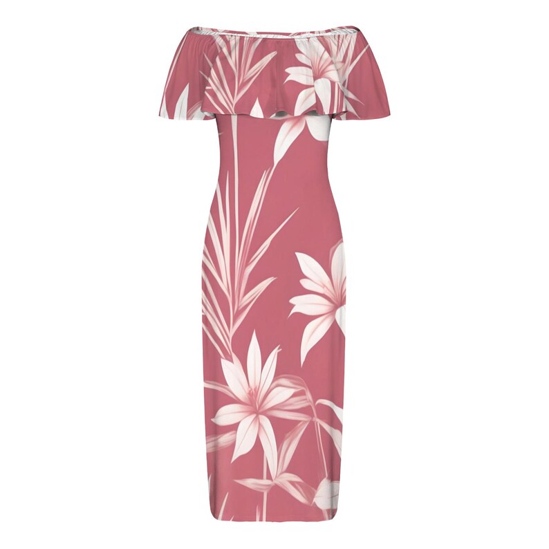 Hawaiian Polynesian Maxi Dress Vintage Print for Cruise, Weddings, Prom ...