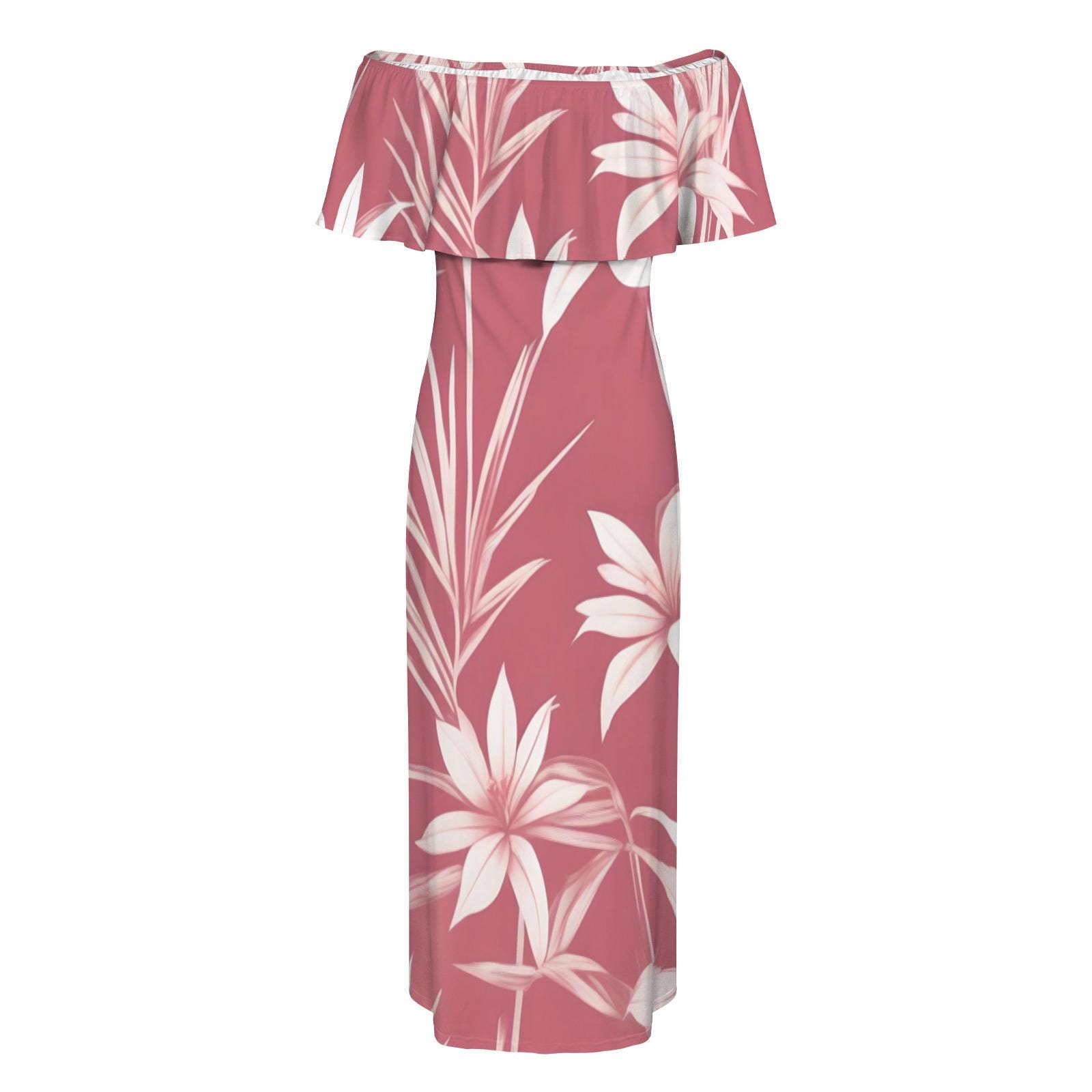 Hawaiian Polynesian Maxi Dress Vintage Print for Cruise, Weddings, Prom ...