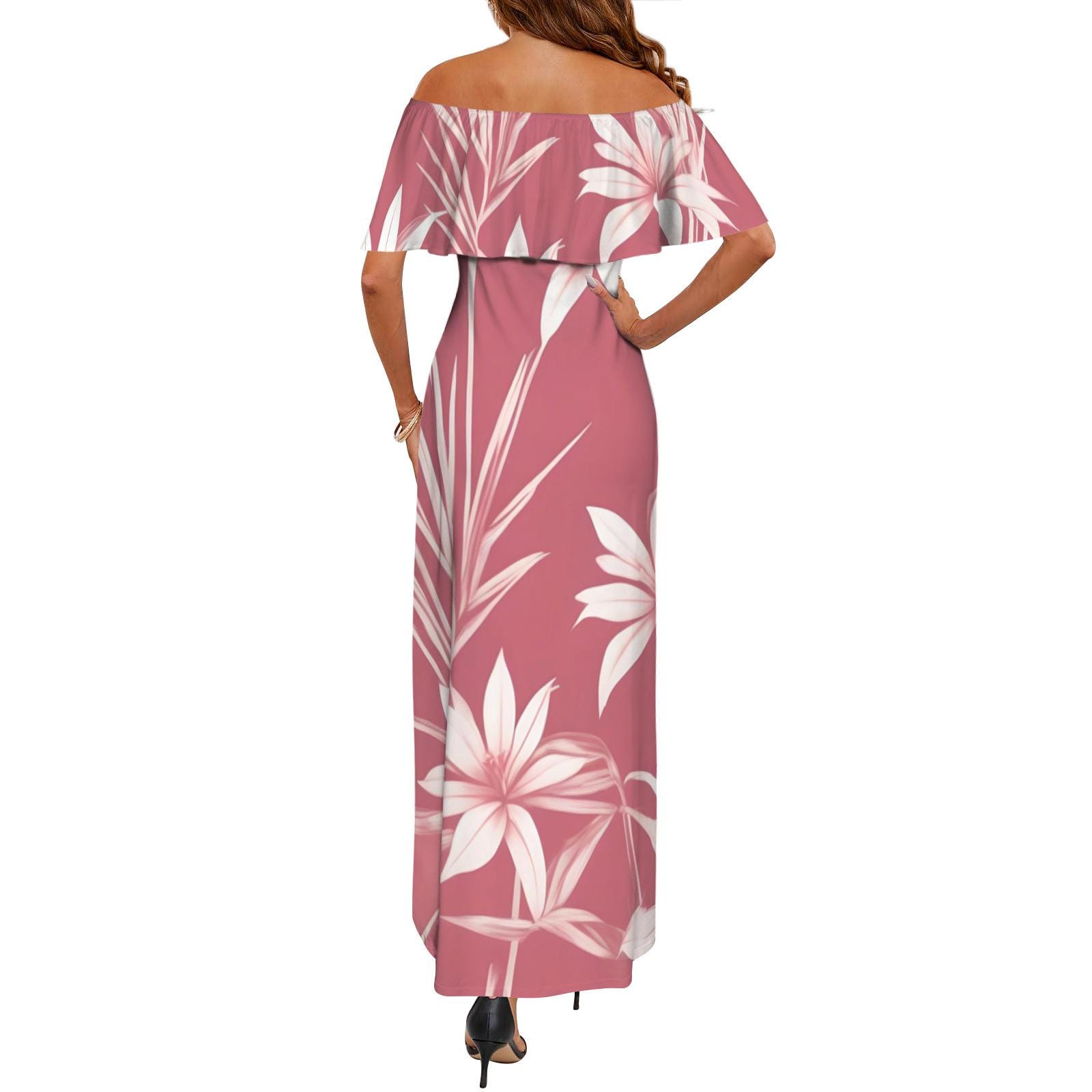 Hawaiian Polynesian Maxi Dress Vintage Print for Cruise, Weddings, Prom ...
