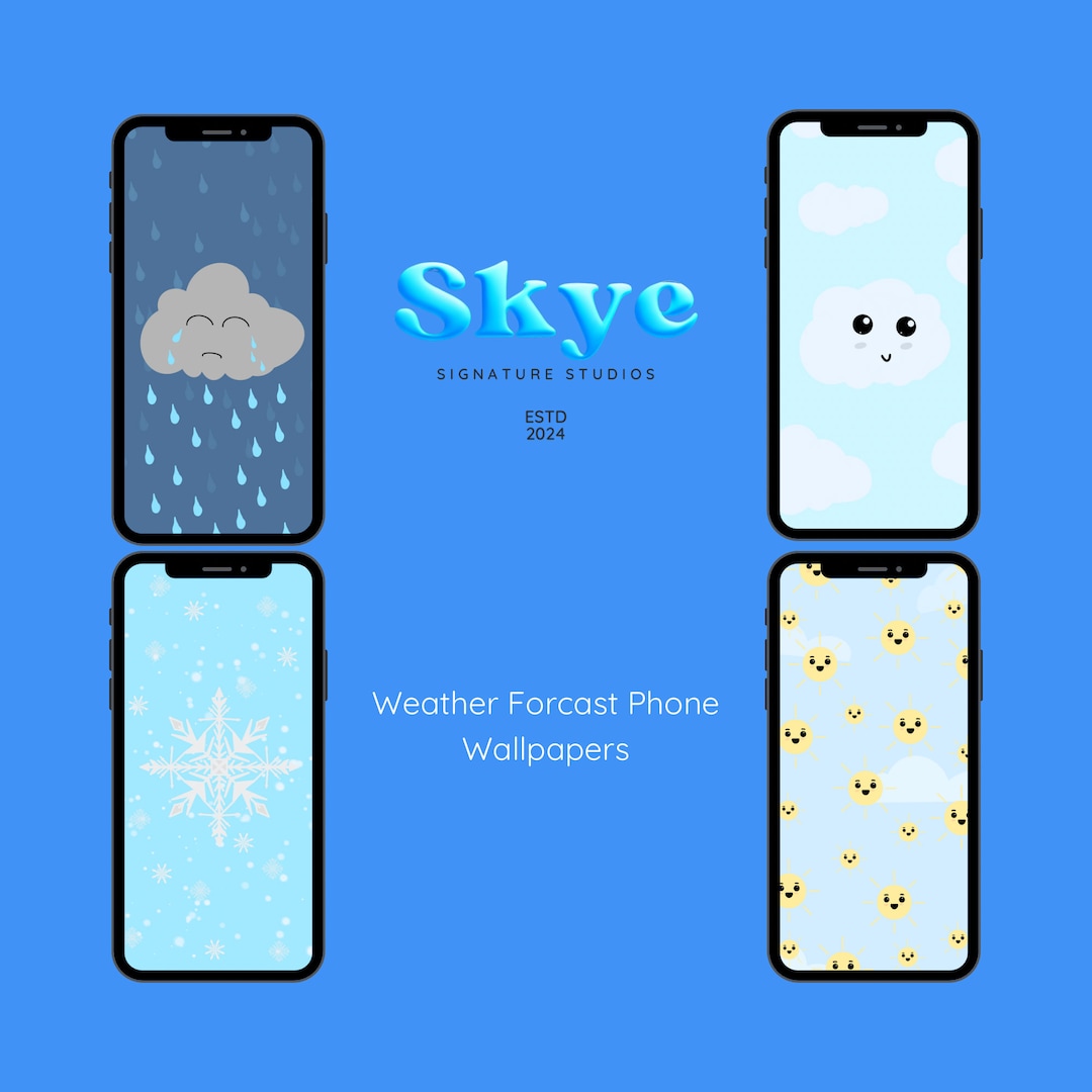 4 Weather Forecast Phone Wallpapers (sun + Rain + Clouds + Snow) - Etsy