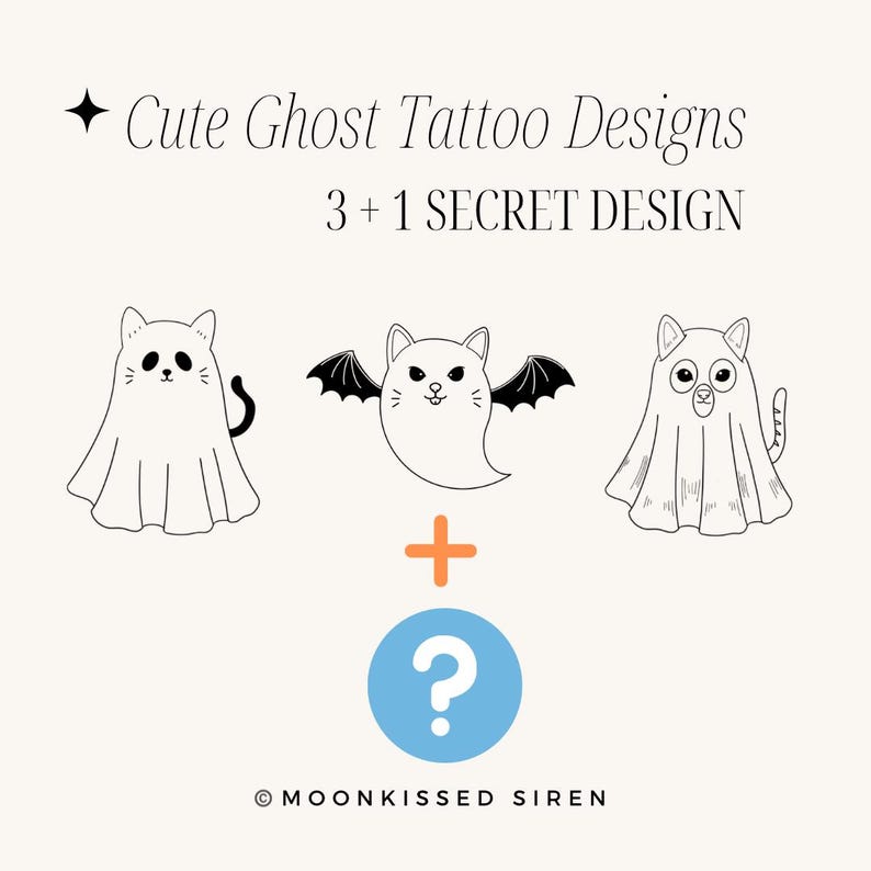 3 Gohst Cat Tattoo Designs + 1 Bonus Design - Etsy