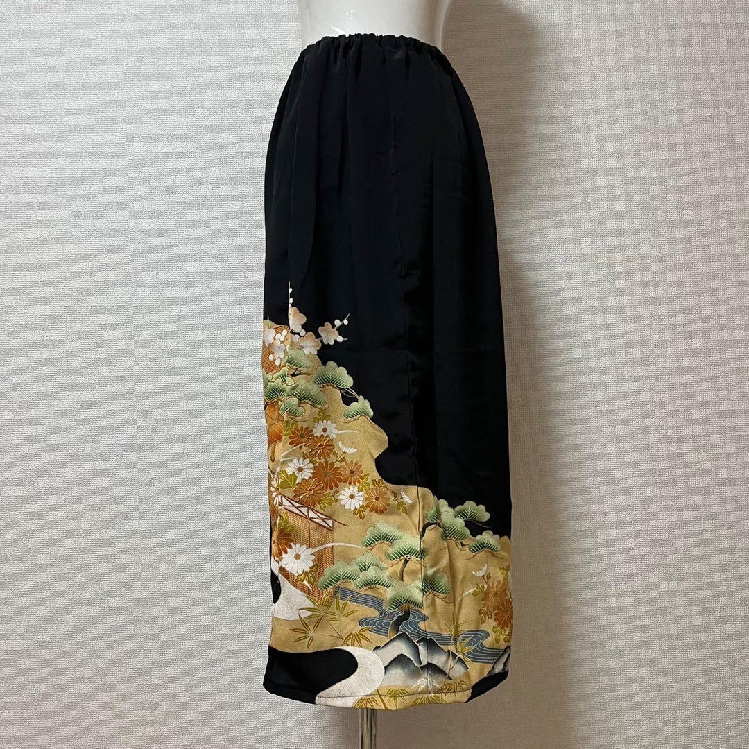 Upcycled Japanese Kimono Skirt - Handmade Vintage Boho Midi Skirt ...