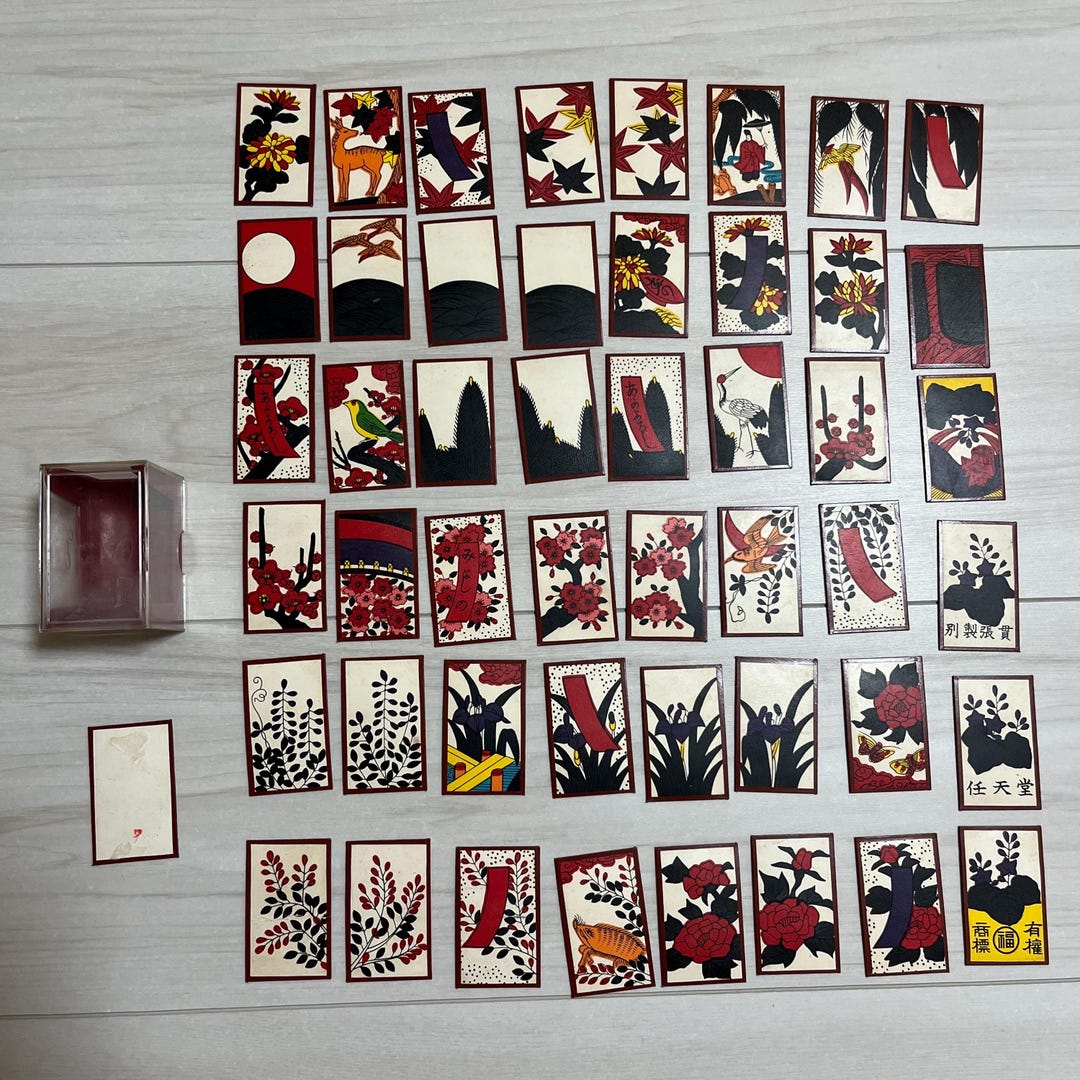 Vintage Traditional Japanese Hanafuda Playing Cards - Decorative ...