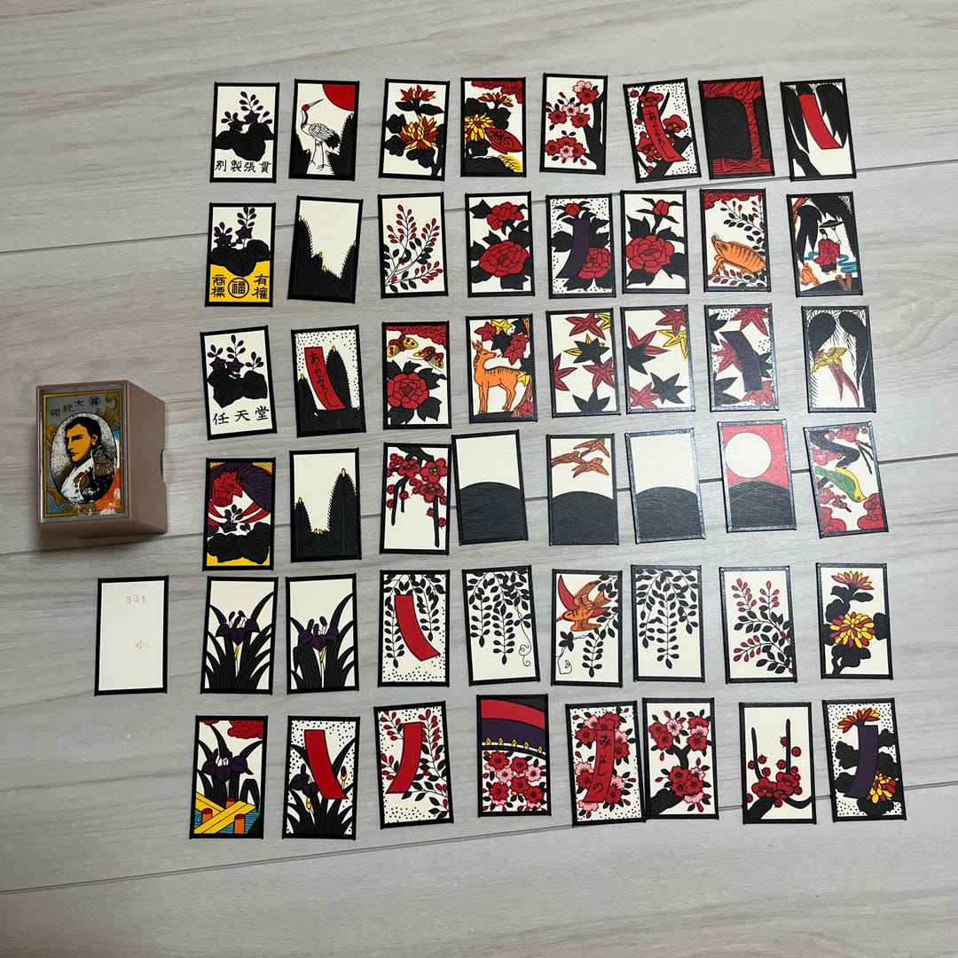 Vintage Traditional Japanese Hanafuda Playing Cards - Decorative ...