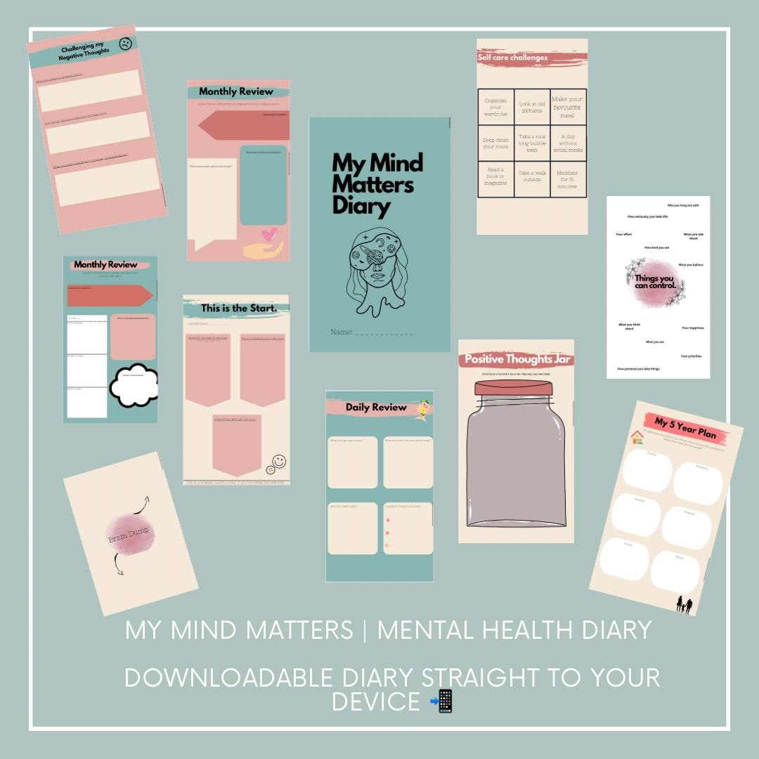 MENTAL HEALTH DIARY Digital Downloadable Diary Print at Home - Etsy