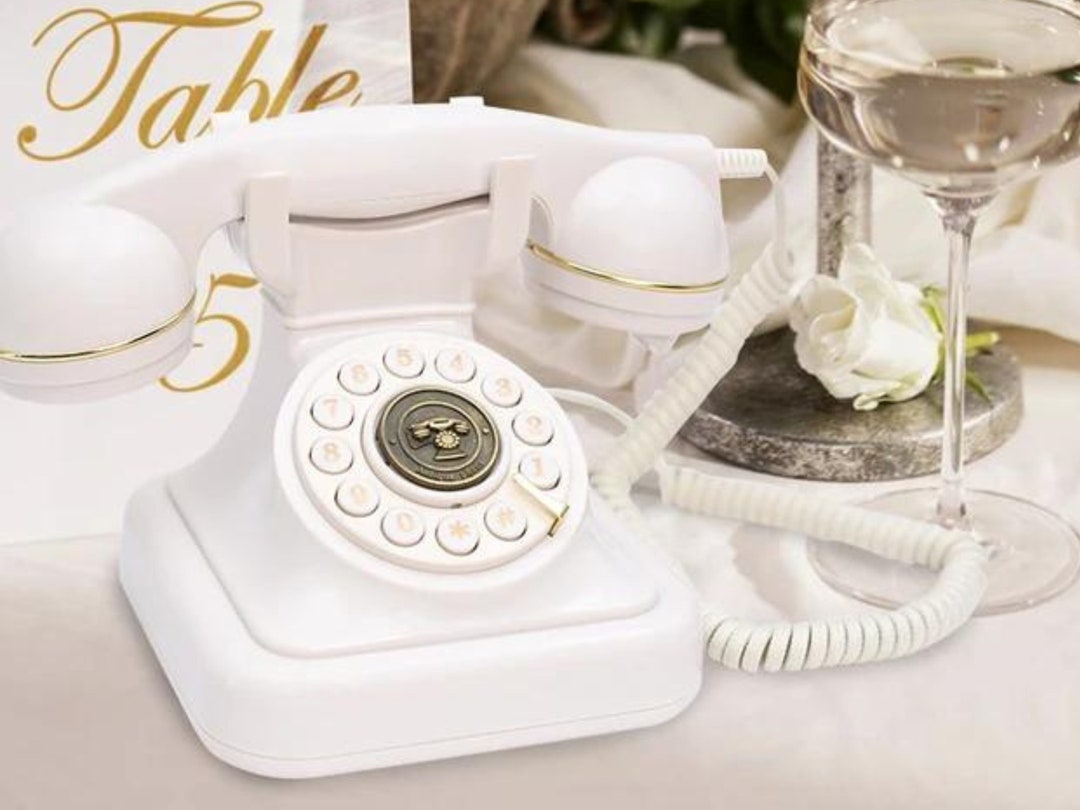 Vintage Style White Wedding Audio Guestbook Retro Greeting Voice ...