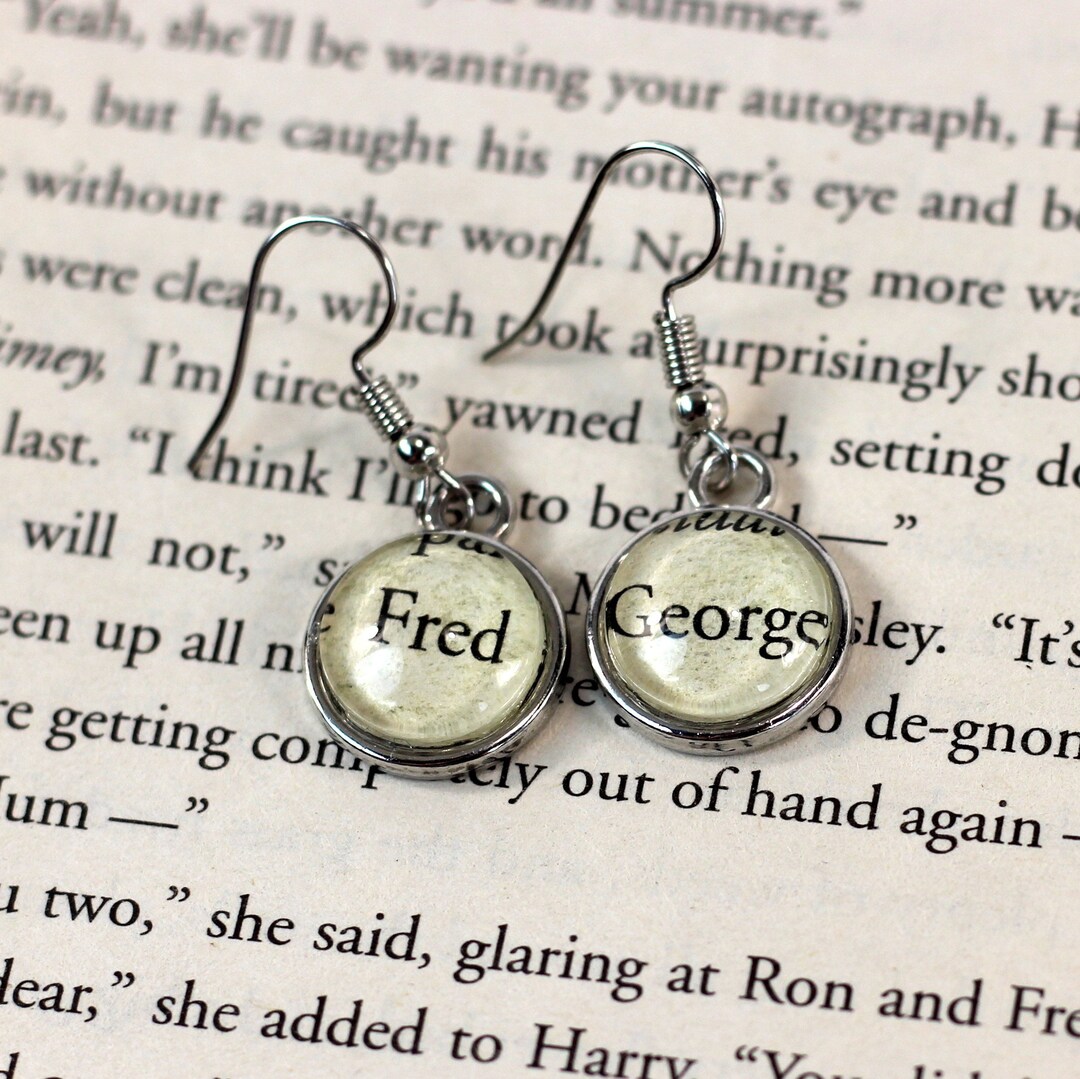 Fred & George Weasley Earrings Recycled Book Pages Harry - Etsy