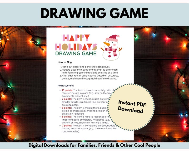 Happy Holidays Drawing Game for Kids and Adults, Christmas Game, Family ...