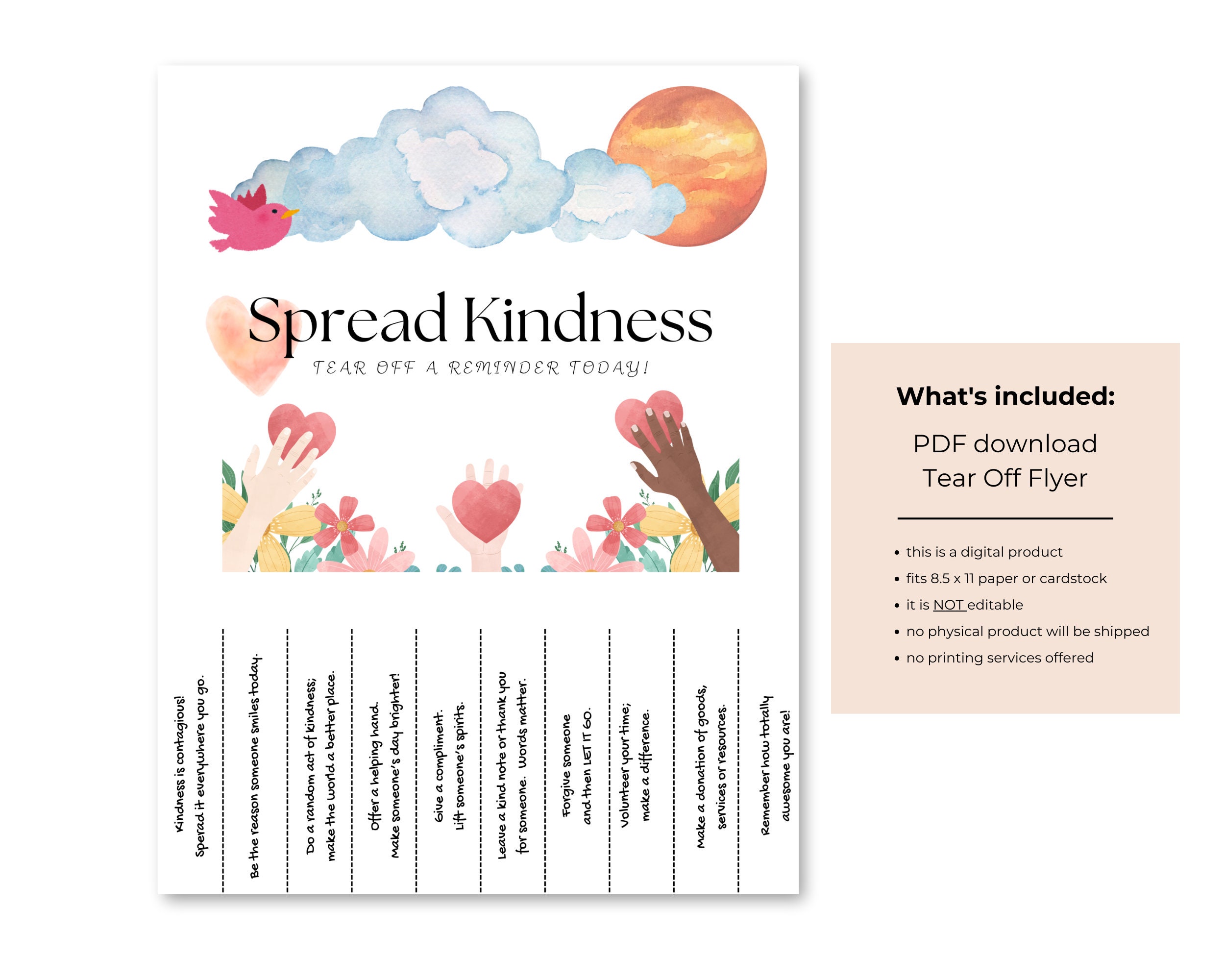 Random Acts of Kindness, Tear off Flyer, Good Deed, Tear off Flyer ...