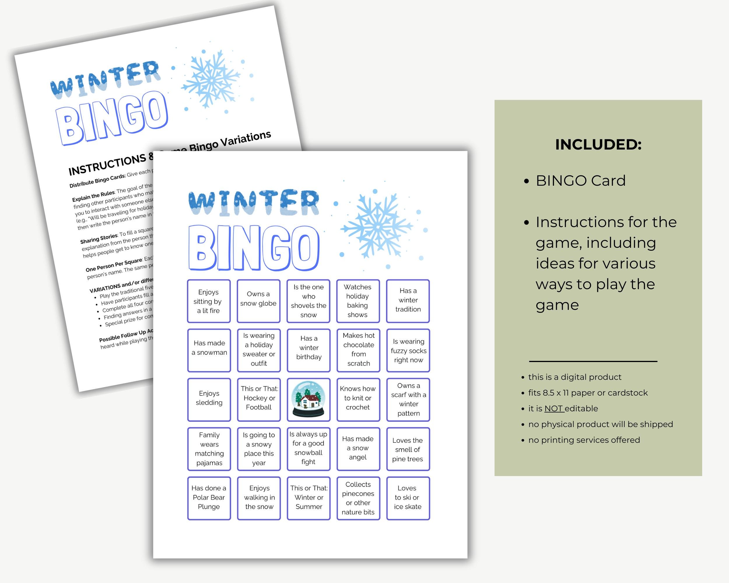 Winter Bingo, Get to Know You Bingo, Icebreaker Game, Get to Know Me ...