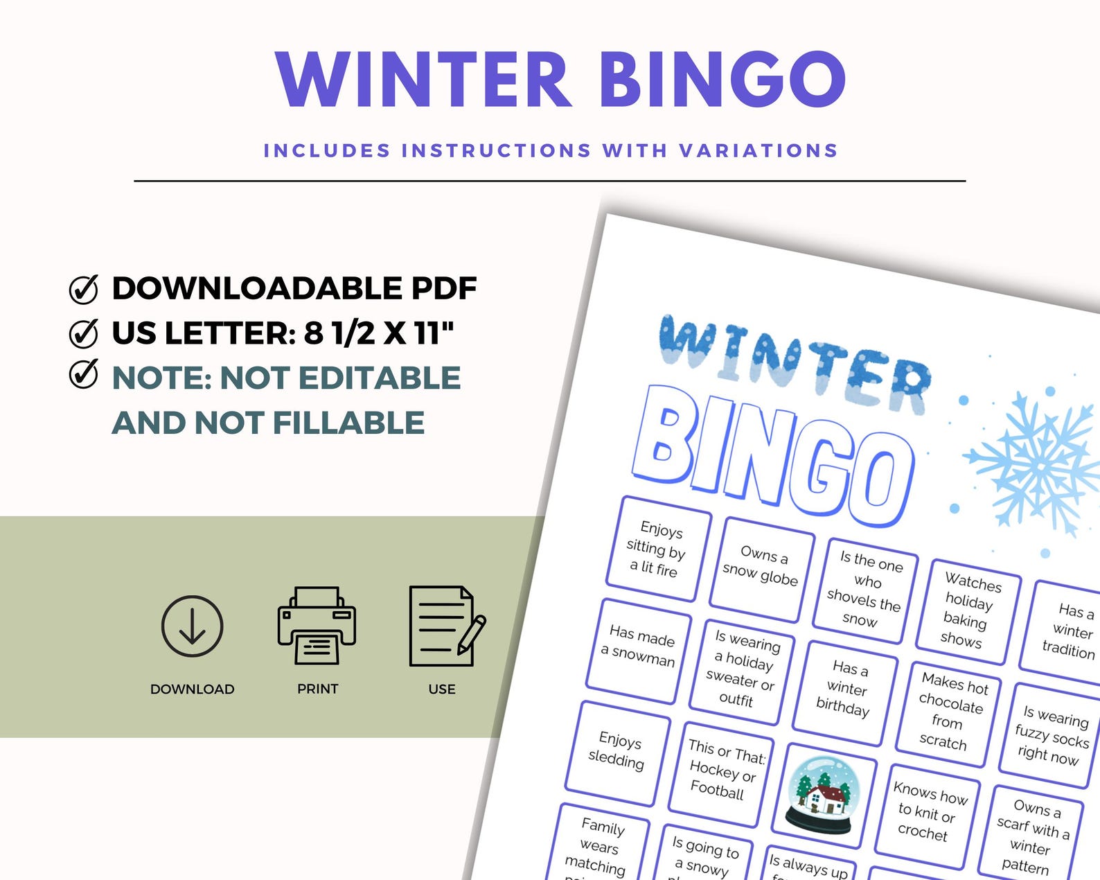 Winter Bingo, Get to Know You Bingo, Icebreaker Game, Get to Know Me ...