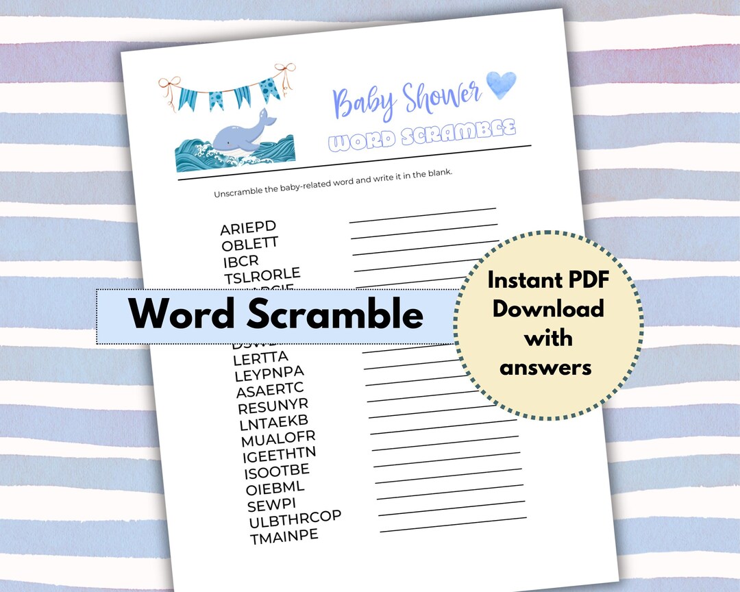 Nautical Theme Baby Shower Game, Word Scramble, Fun Baby Shower Games ...