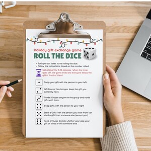 Holiday Gift Exchange Roll the Dice, Christmas Party Game, Holiday Game ...