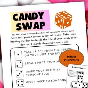 Candy Dice Game, Roll the Dice Game Printable, Games for Kids, Family ...