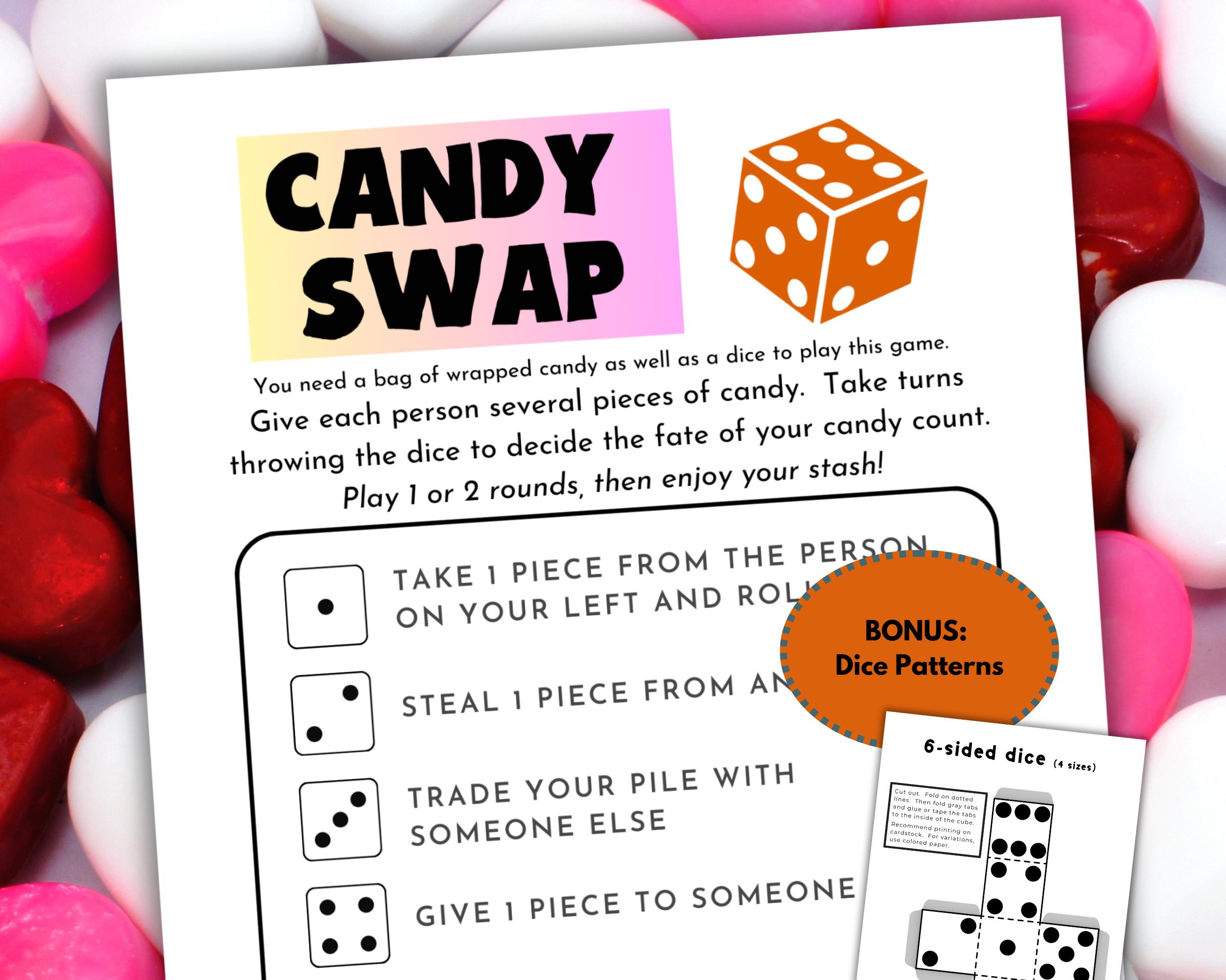 Candy Dice Game, Roll the Dice Game Printable, Games for Kids, Family ...
