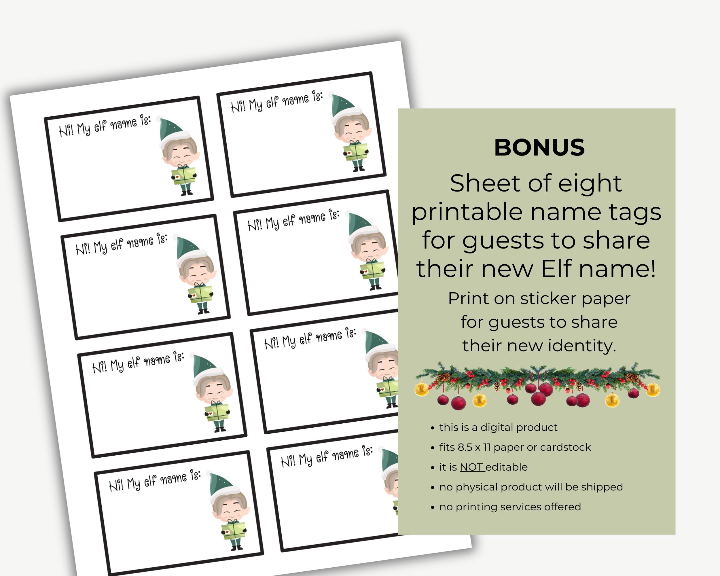 What's Your Elf Name? Printable Elf Name Generator With Bonus Name Tags ...