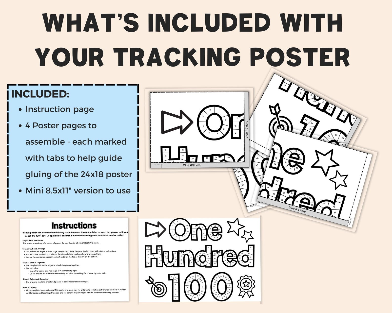 100 Tracker, Goal Setting Tracker, Wedding or Other Event Countdown ...
