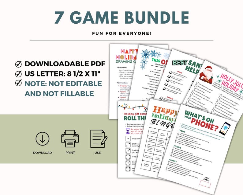 BUNDLE - Seven Holiday Games for Your Next Family Game Night, Great as ...