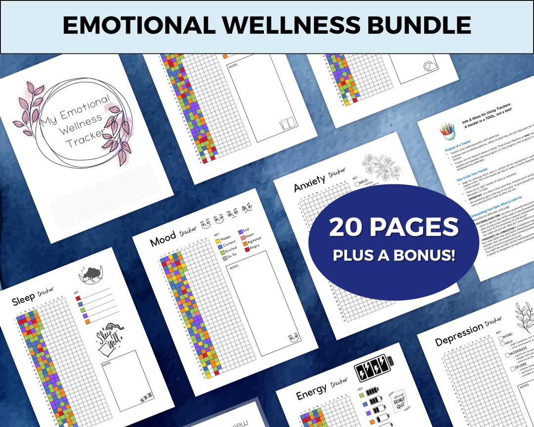 BUNDLE Emotional Wellness Tracker, Daily Routine, Emotions Tracker ...