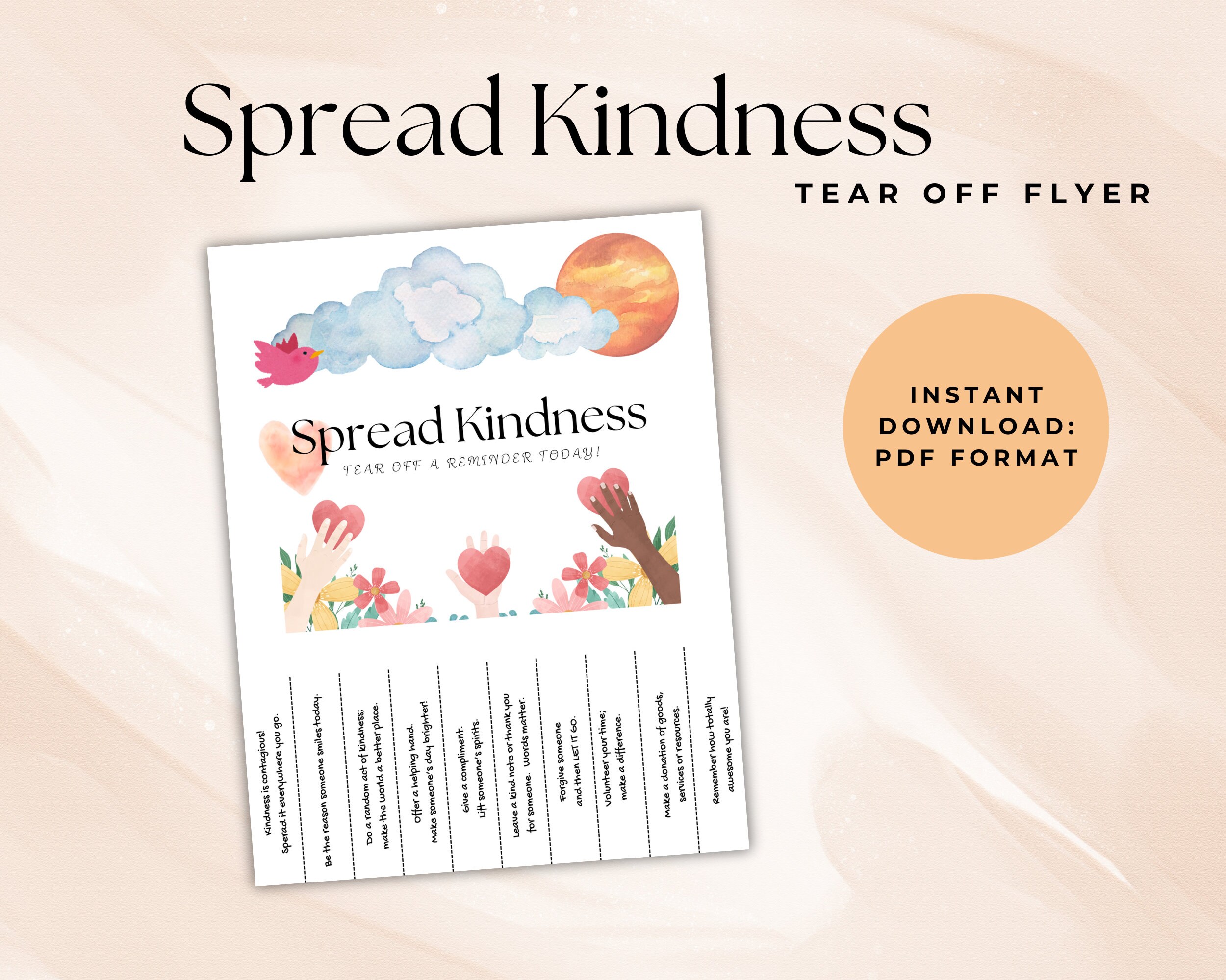 Random Acts of Kindness, Tear off Flyer, Good Deed, Tear off Flyer ...