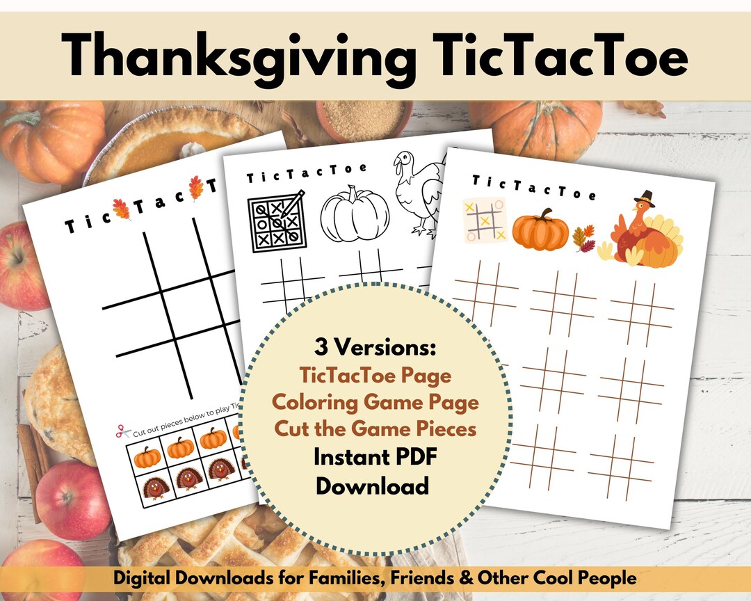 Thanksgiving Tic Tac Toe, Kid Activity, Thanksgiving Game, Family ...