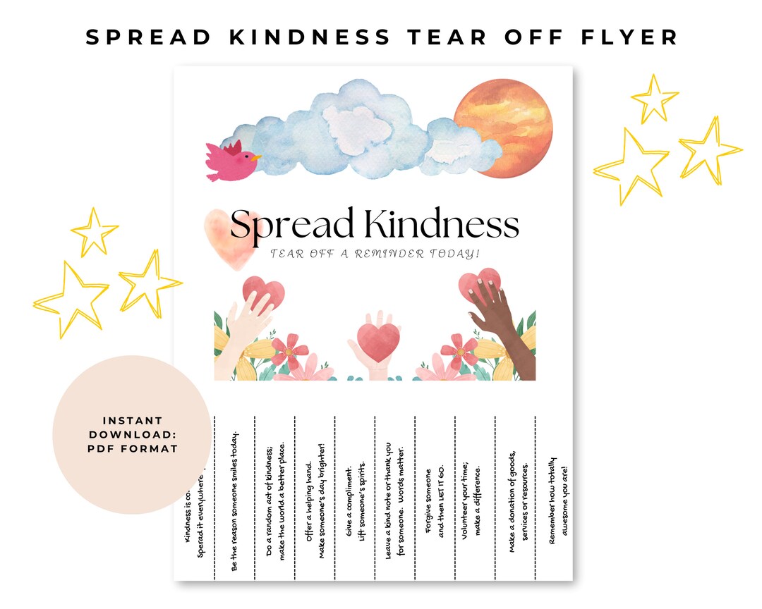 Random Acts of Kindness, Tear off Flyer, Good Deed, Tear off Flyer ...